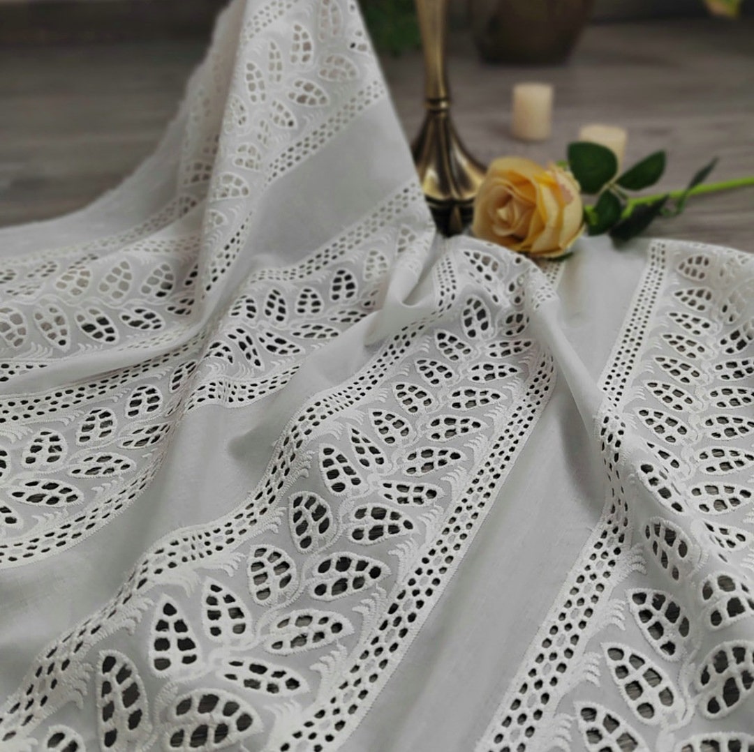 Cotton Eyelet Borders Fabric Embroidery Cotton Fabric - Etsy Australia