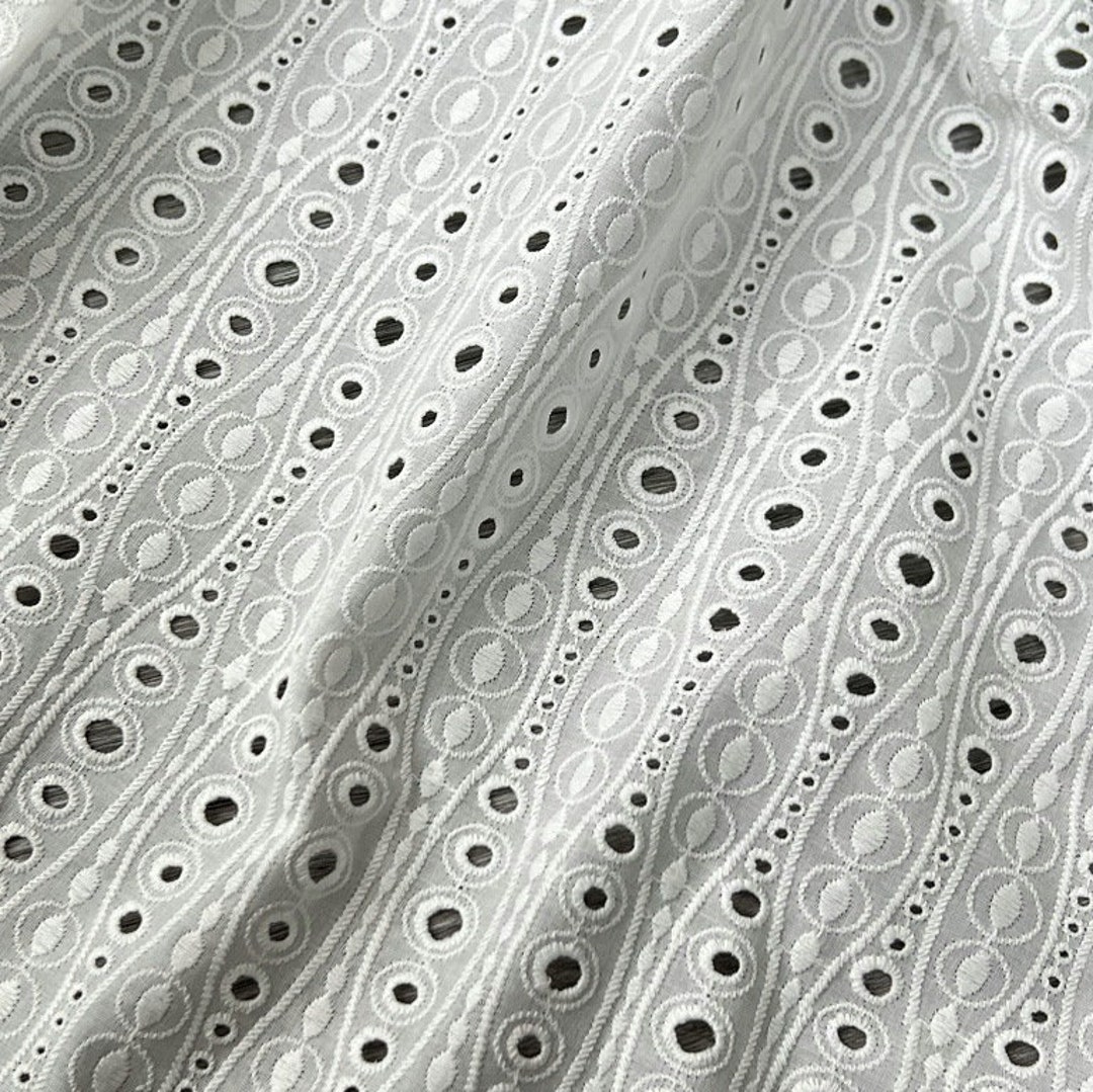 Cotton Eyelet Borders Fabric, Embroidery Cotton Fabric, Hollowed Border Lace Fabric by the Yard ...