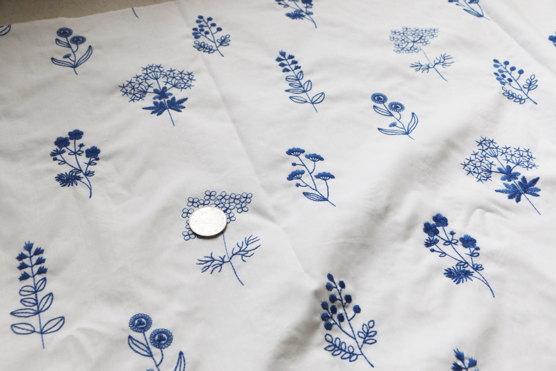 Flower Embroidery Cotton Fabric cotton Embroidered Fabric for | Etsy