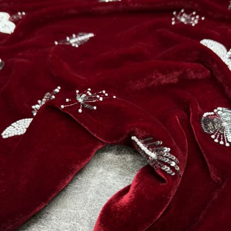 Beaded Velvet Fabric - Etsy