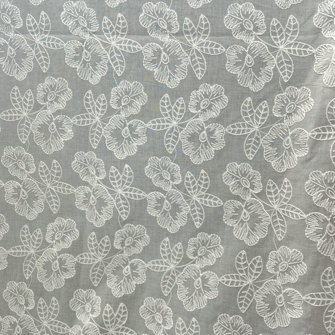 Flower Embroidery Cotton Fabric ,cotton Embroidered Fabric for Dress ...