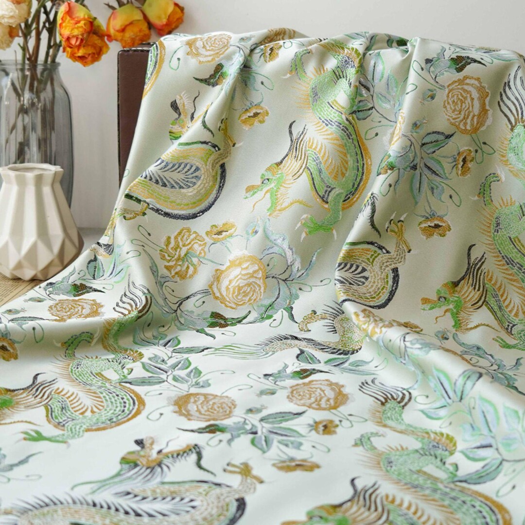 Brocade Fabric,dragon Jacquard Fabric by the Yard - Etsy