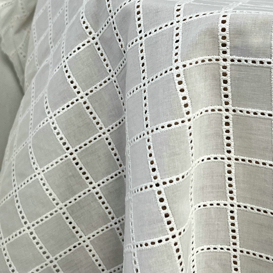 Cotton Eyelet Borders Fabric, Embroidery Cotton Fabric, Hollowed Border Lace Fabric by the Yard ...