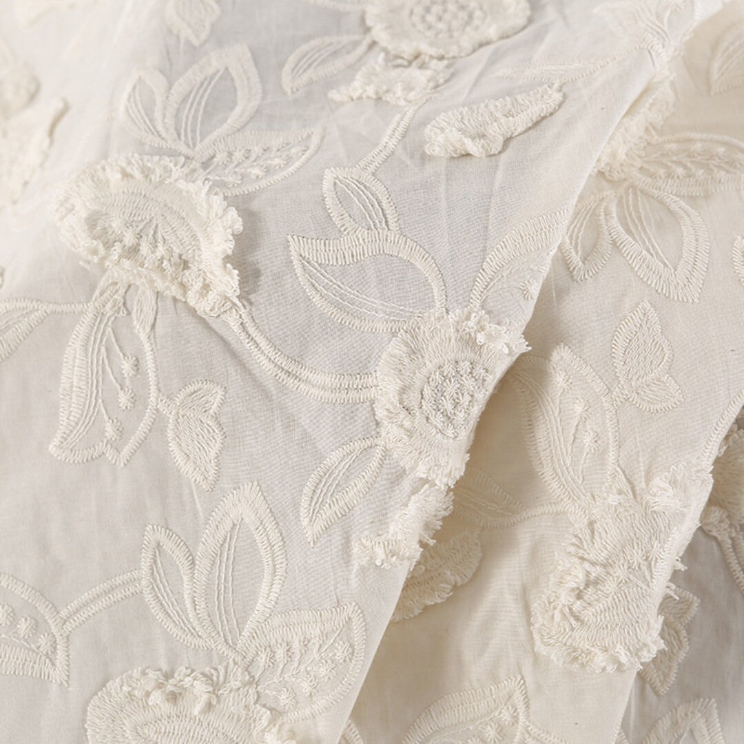 Flower Embroidery Cotton Fabric ,cotton Embroidered Fabric for Dress ...