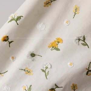 Flower Embroidery Cotton Linen Fabric ,cotton Linen Embroidered Fabric ...
