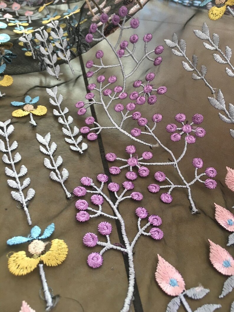 Mixed Color Flower Embroidery Dress lace,Gorgeous Ivory Chantilly Lace ...