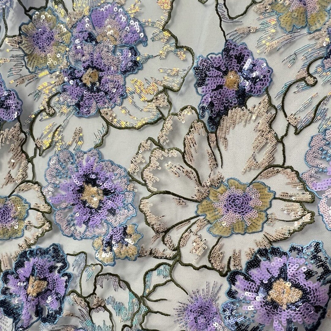 Flower Sequins Embroidery Lace Fabric,chantilly Lace Fabic for Weding ...