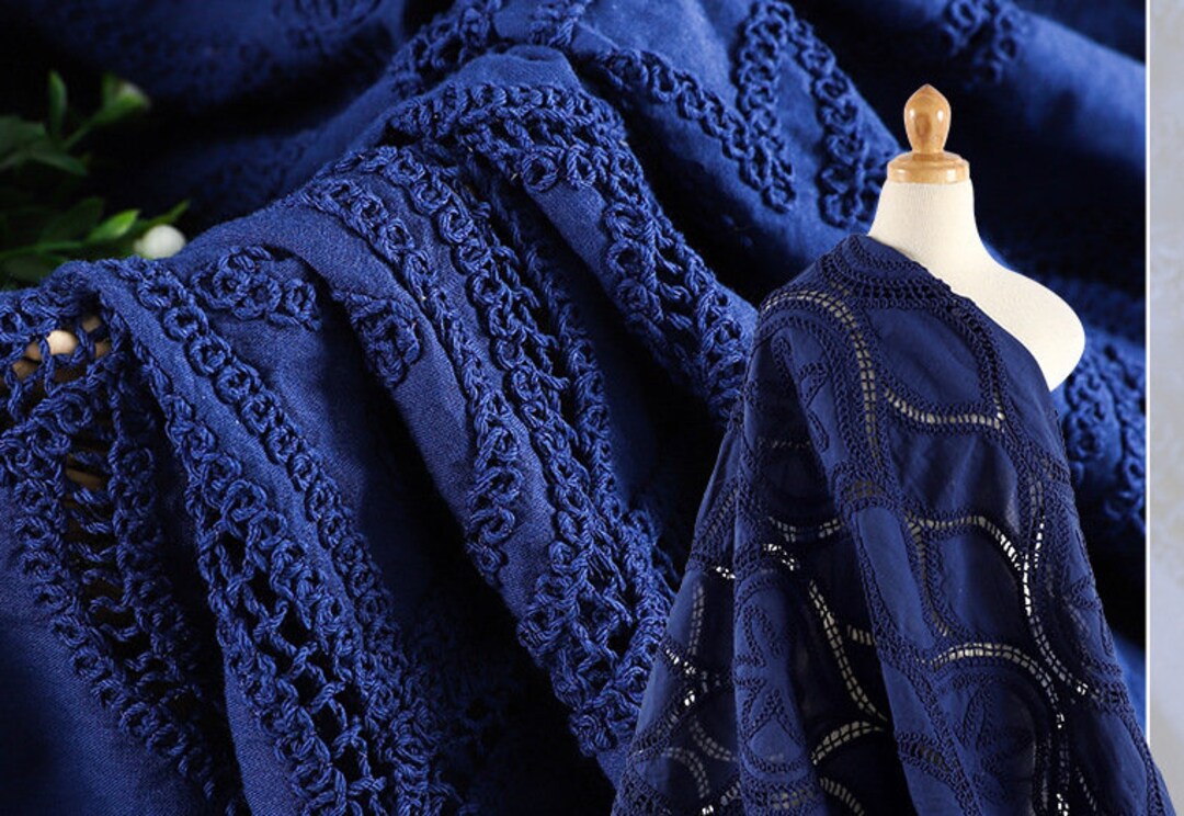 Flower Cotton Eyelet Borders Fabric, Embroidery Cotton Fabric, Hollowed Border Lace Fabric by ...