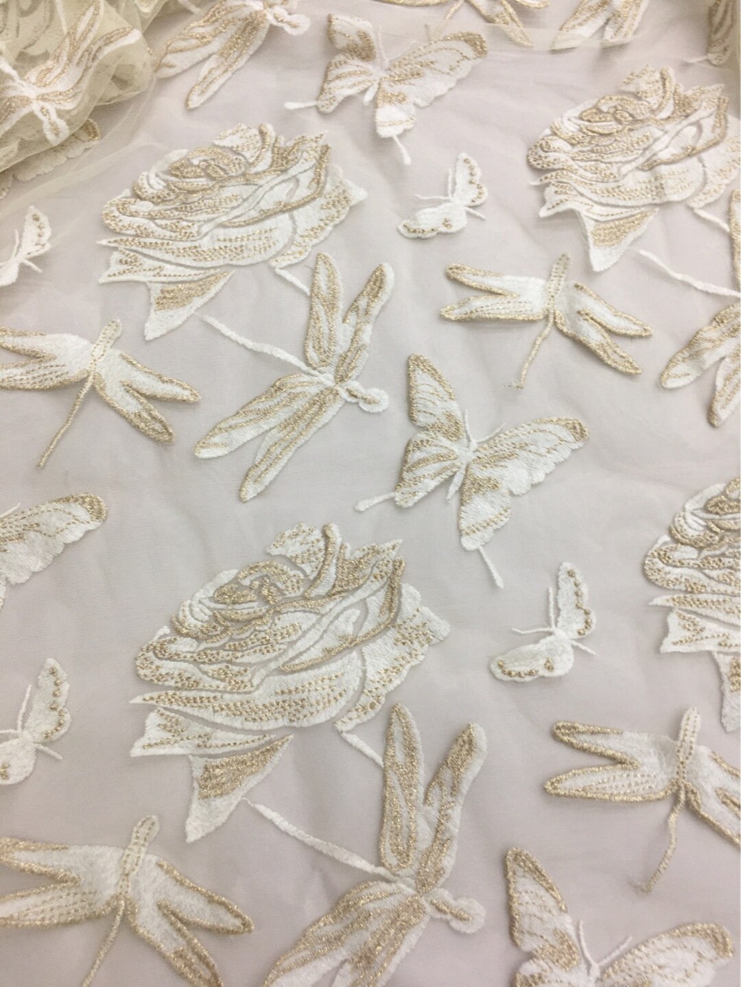 Dragonfly Lace Fabric,bee Embroidery Bridal Mesh Lace Fashion Wedding ...