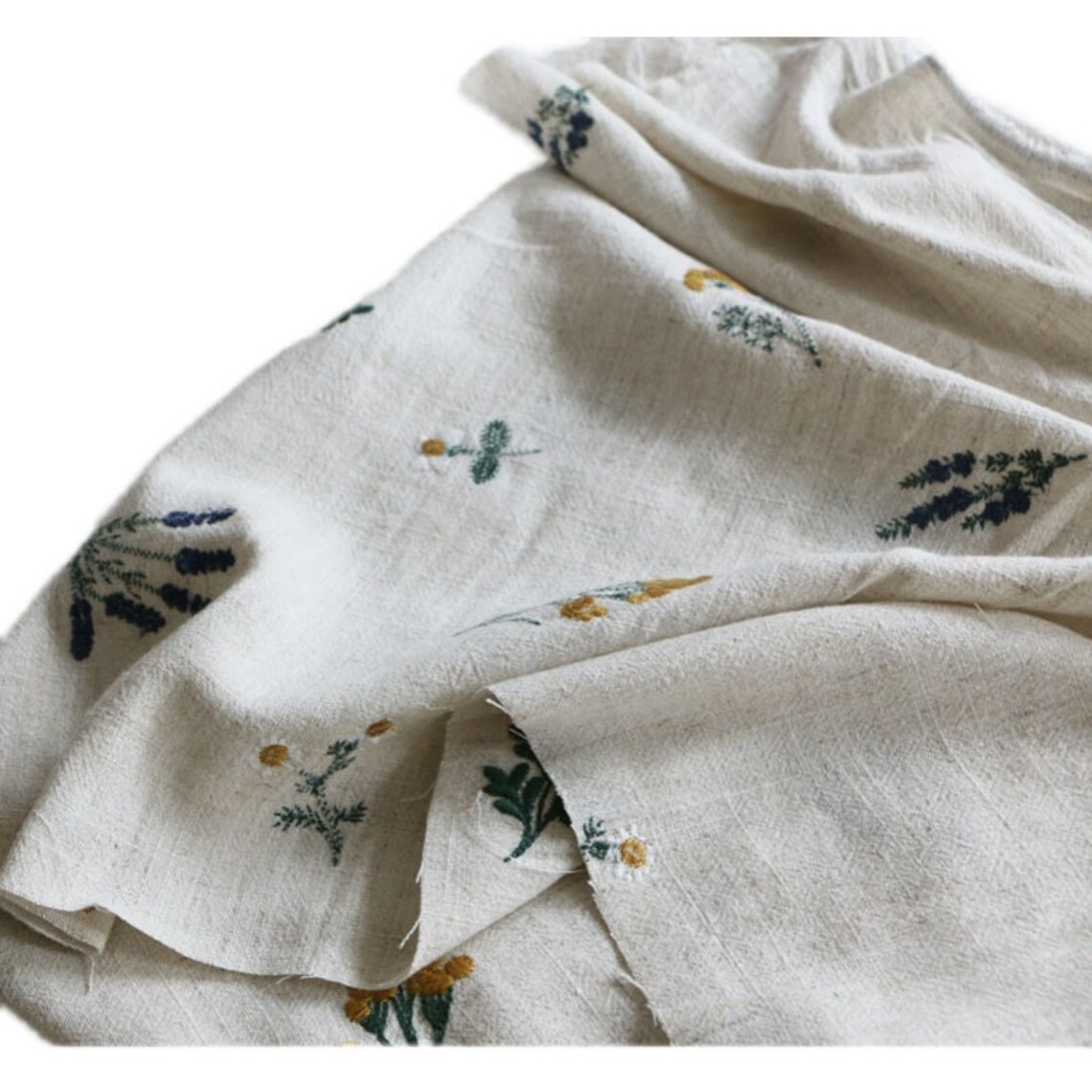 Flower Embroidery Cotton Linen Fabric cotton Linen | Etsy