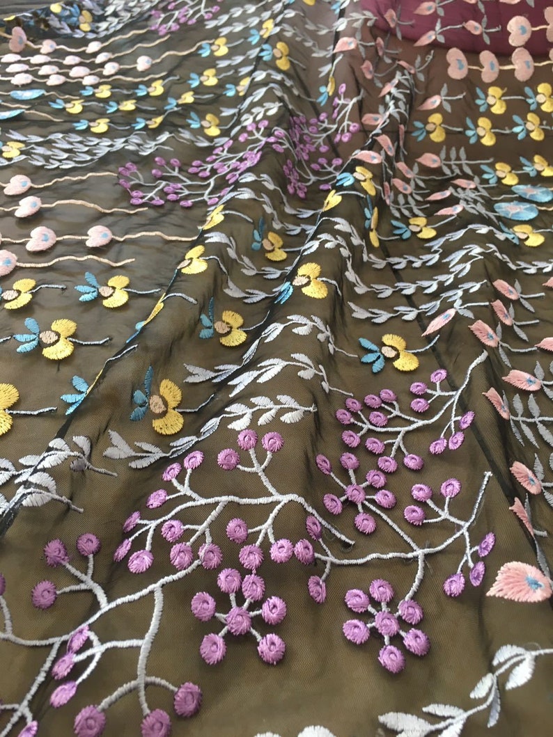 Mixed Color Flower Embroidery Dress lace,Gorgeous Ivory Chantilly Lace ...