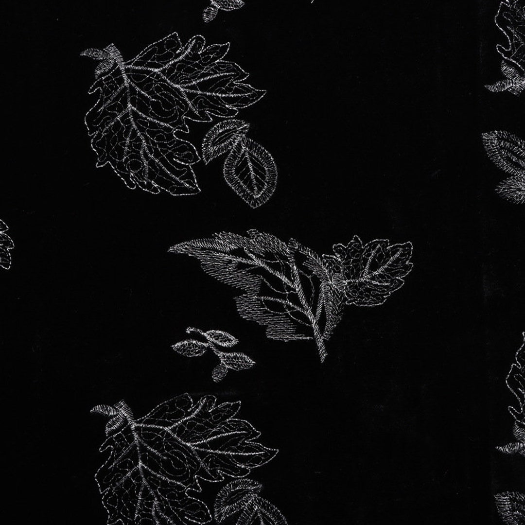 Flower Embroidery Velvet Fabric by the Yard - Etsy