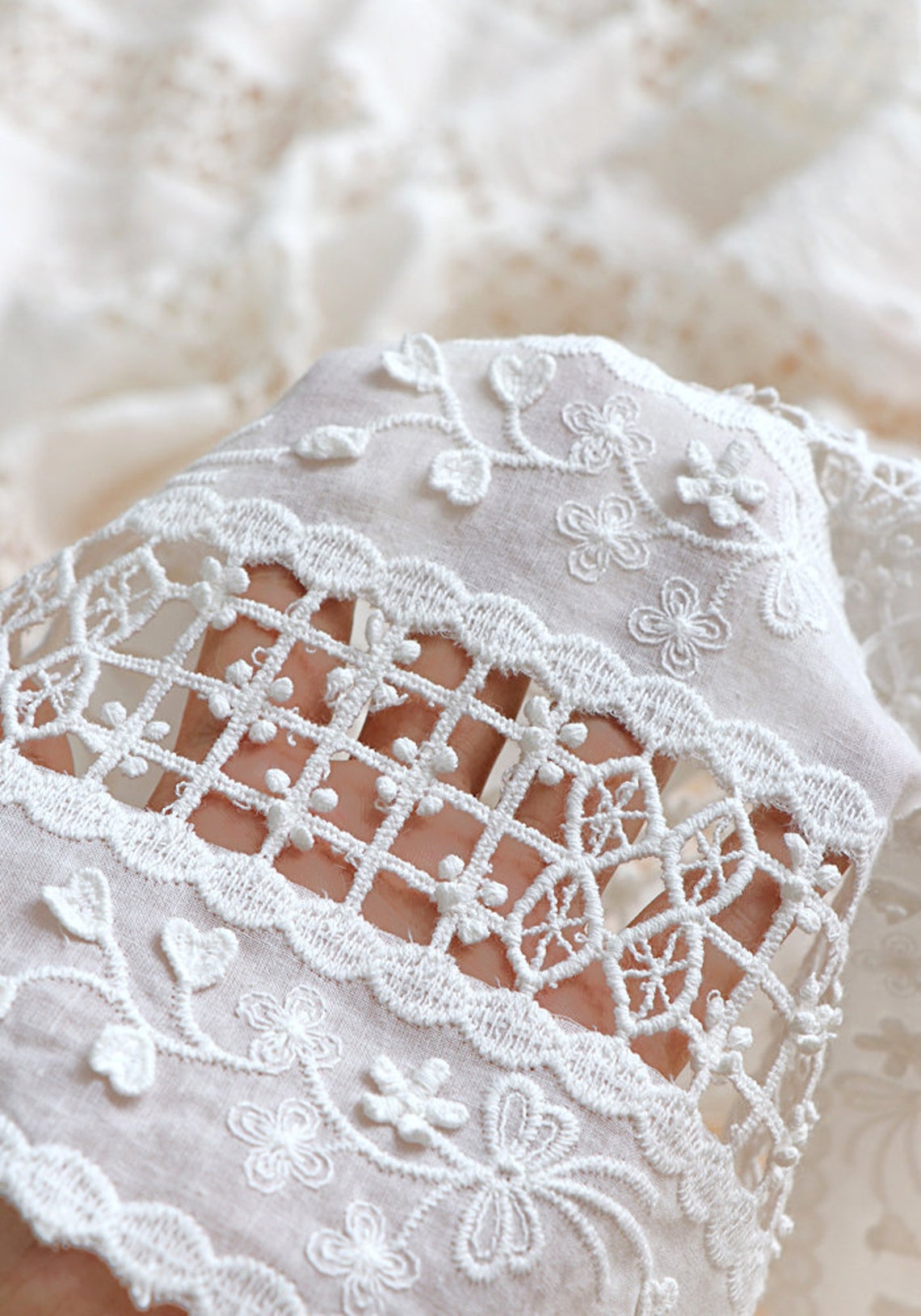 Flower Embroidery Cotton Fabric ,cotton Embroidered Fabric for Dress ...