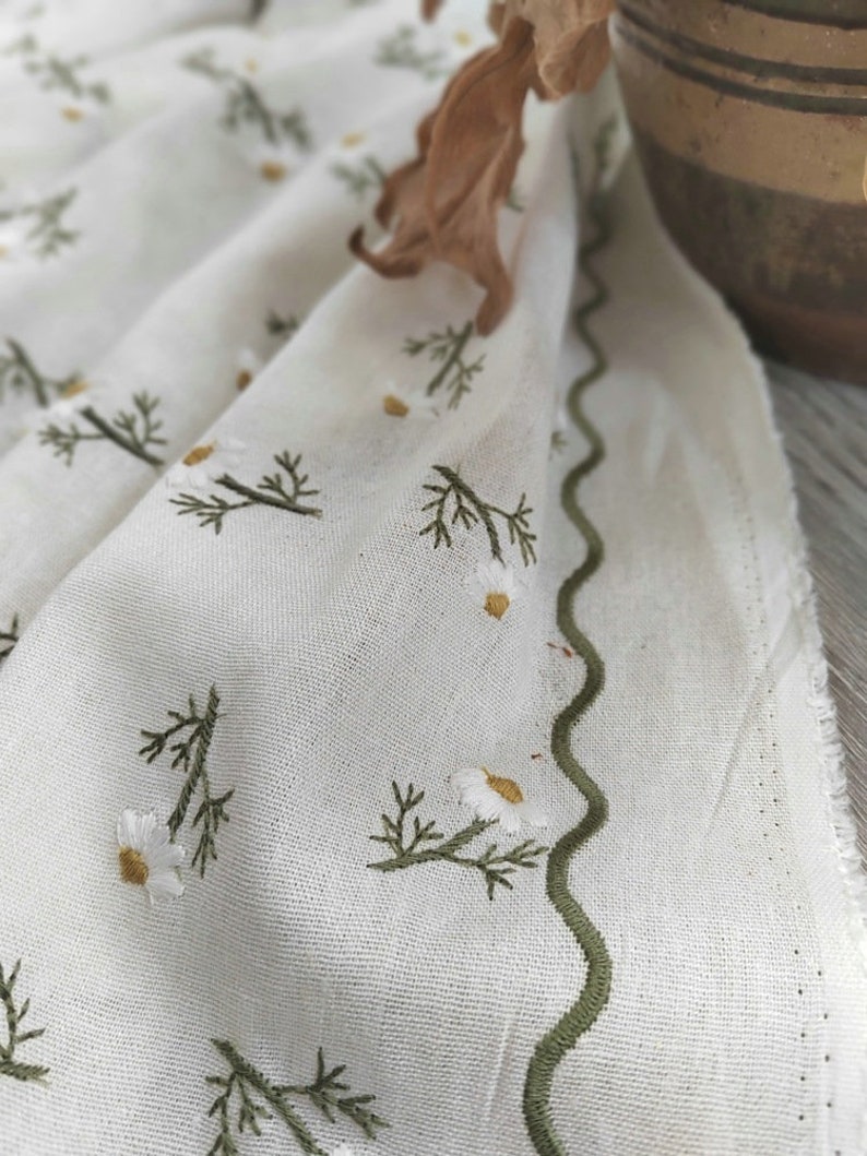 Flower Embroidery Cotton Fabric cotton Embroidered Fabric for - Etsy