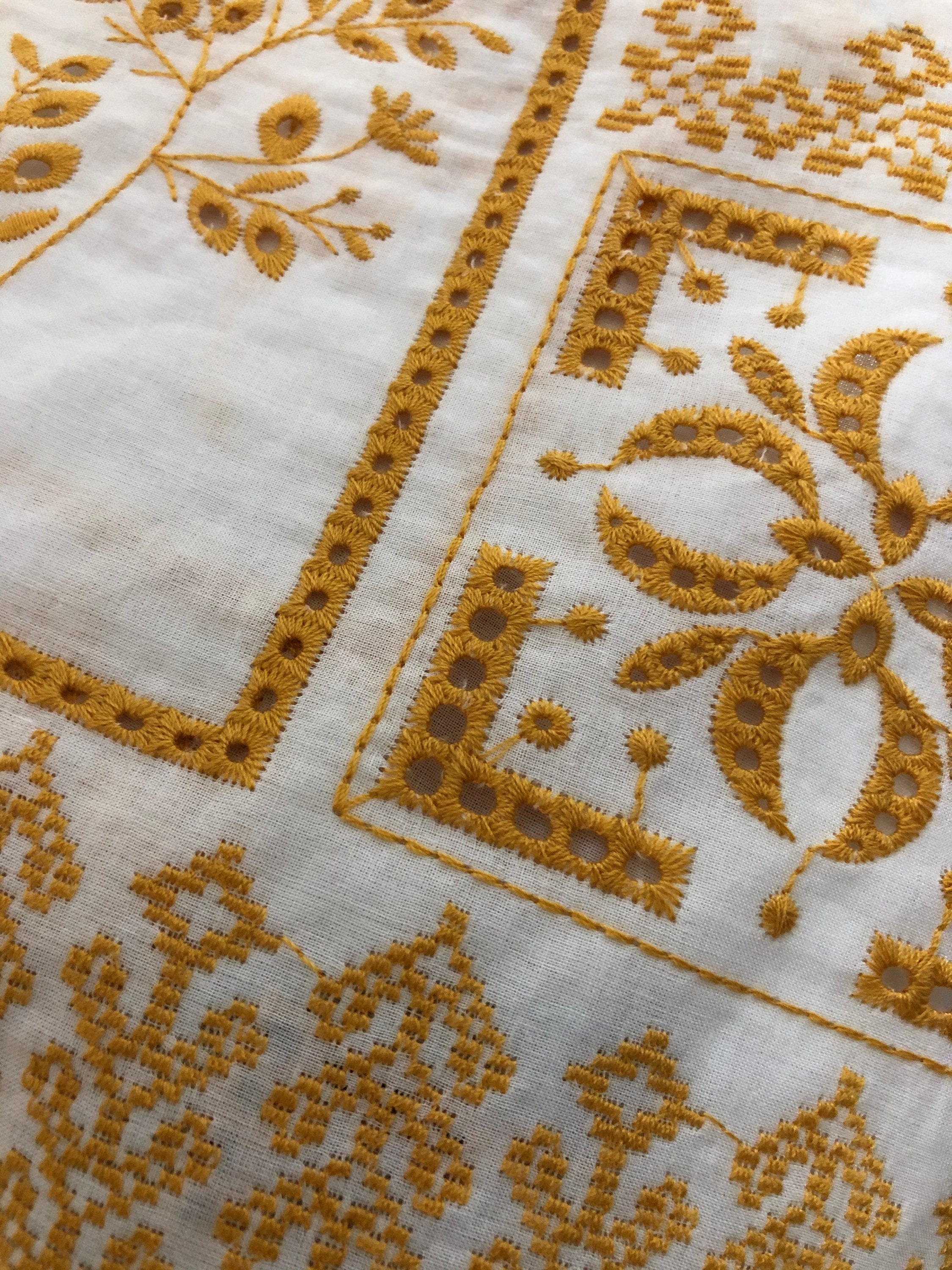 Flower Embroidery Cotton Fabric cotton Embroidered Fabric for - Etsy