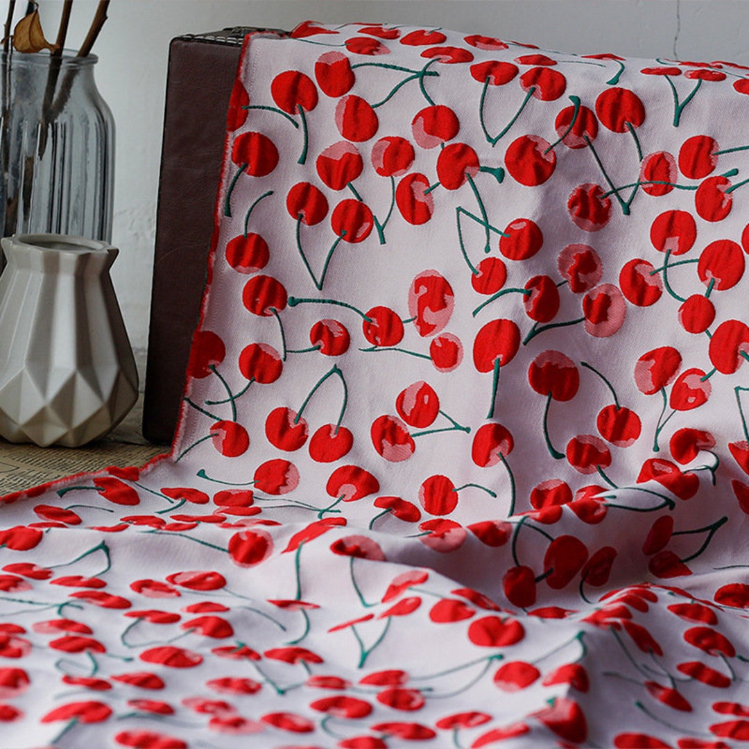Soft Sheen Cherry Jacquard Fabric by the Yard - Etsy