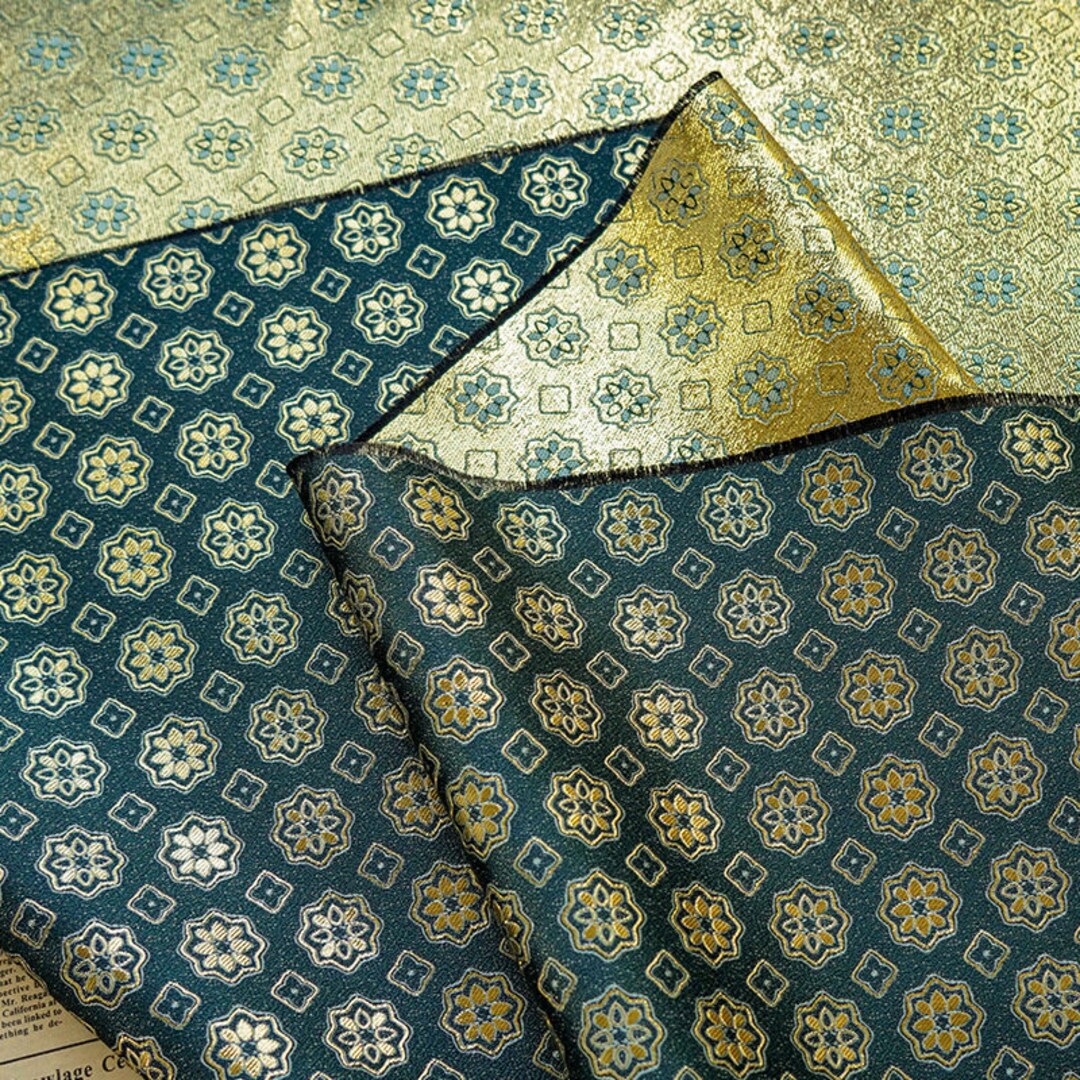 Gold Wire Flower Jacquard Fabricbrocade Fabric by the Yard - Etsy