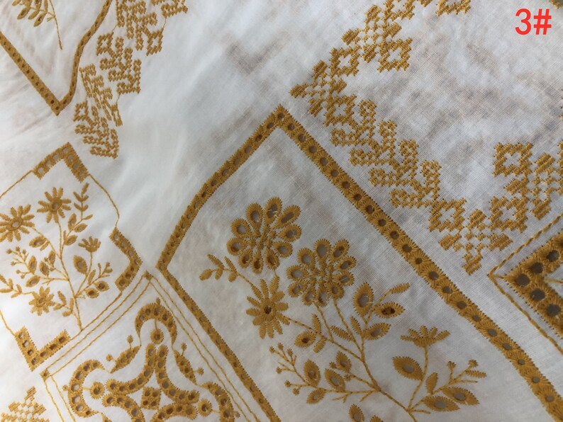 Flower Embroidery Cotton Fabric cotton Embroidered Fabric for - Etsy