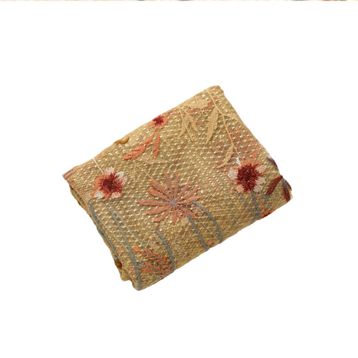 Gold Metallic Yarn Embroidery Fabricfloral Lace Fabric for - Etsy