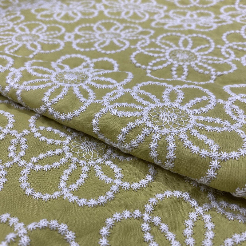 Flower Embroidery Cotton Fabric cotton Embroidered Fabric for - Etsy