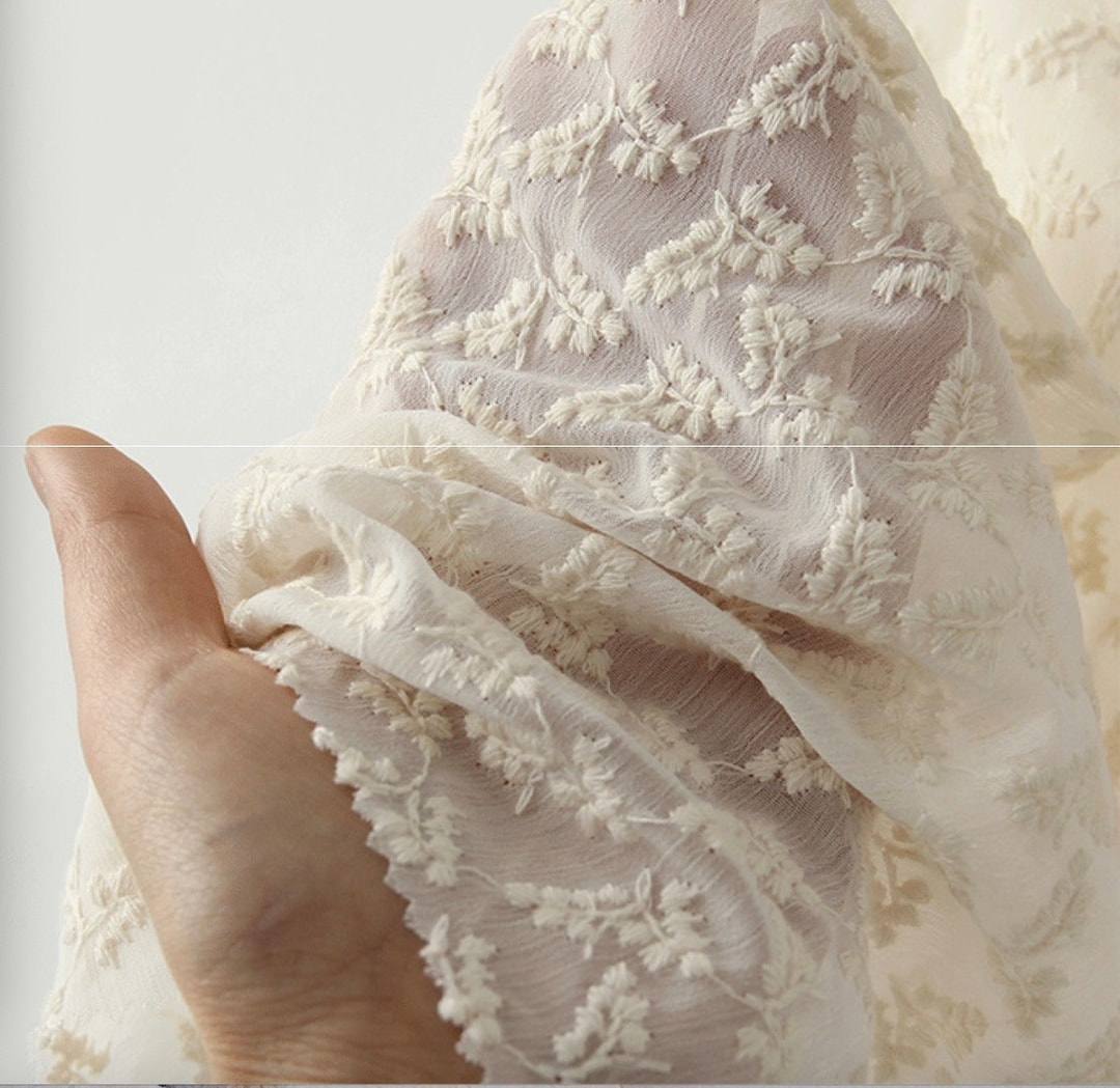 Flower Embroidery Chiffon Fabric by the Yard - Etsy