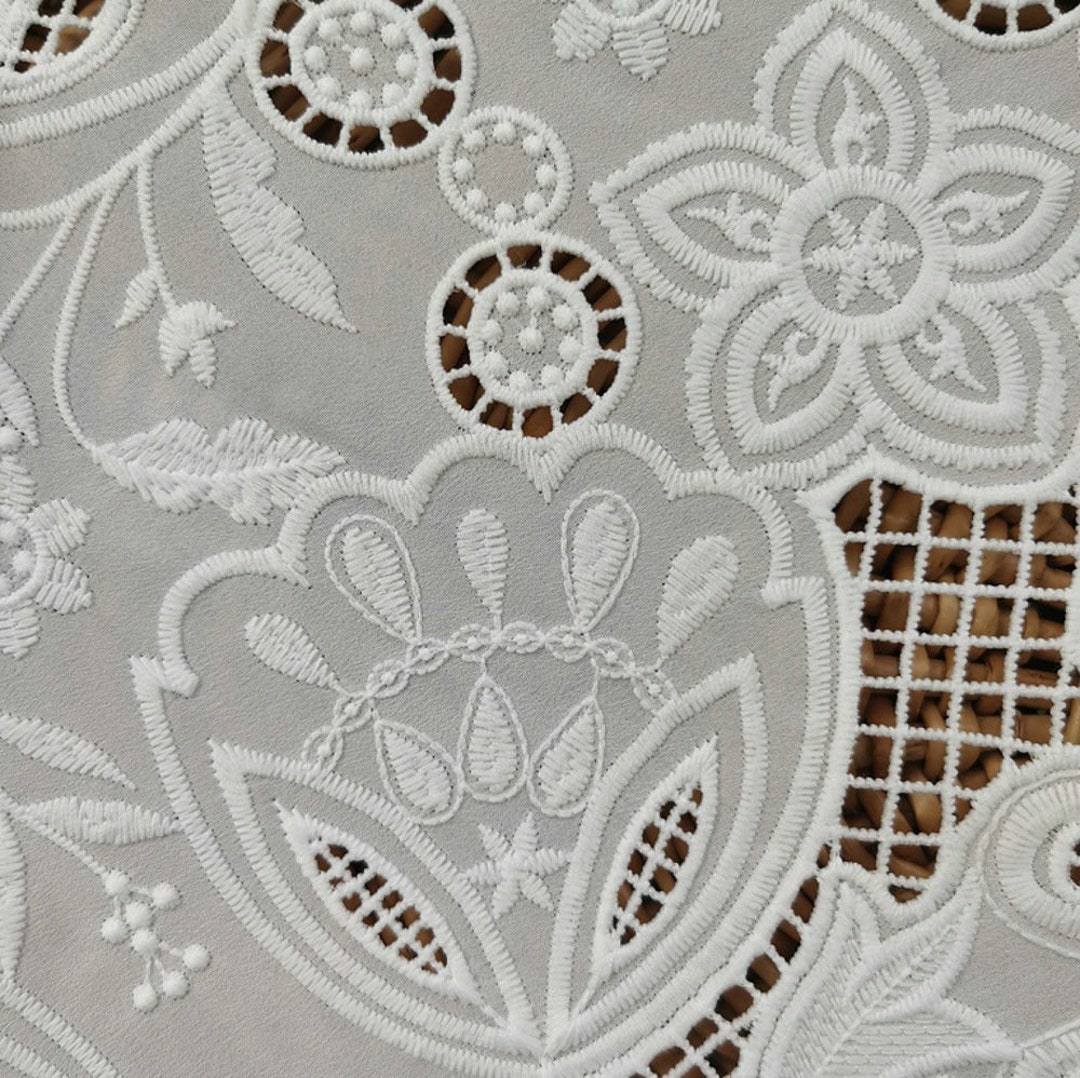 Flower Embroidery Chiffon Fabric by the Yard - Etsy