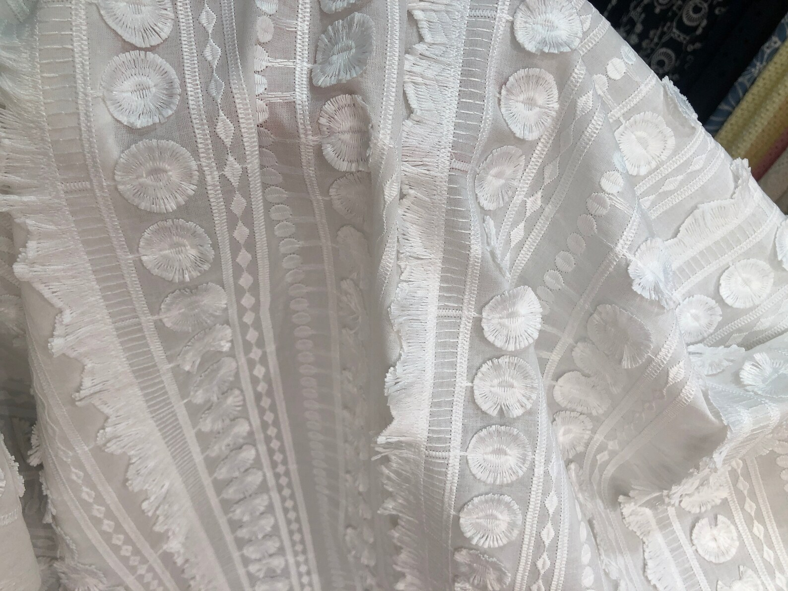 Flower Embroidery Cotton Fabric cotton Embroidered Fabric for | Etsy