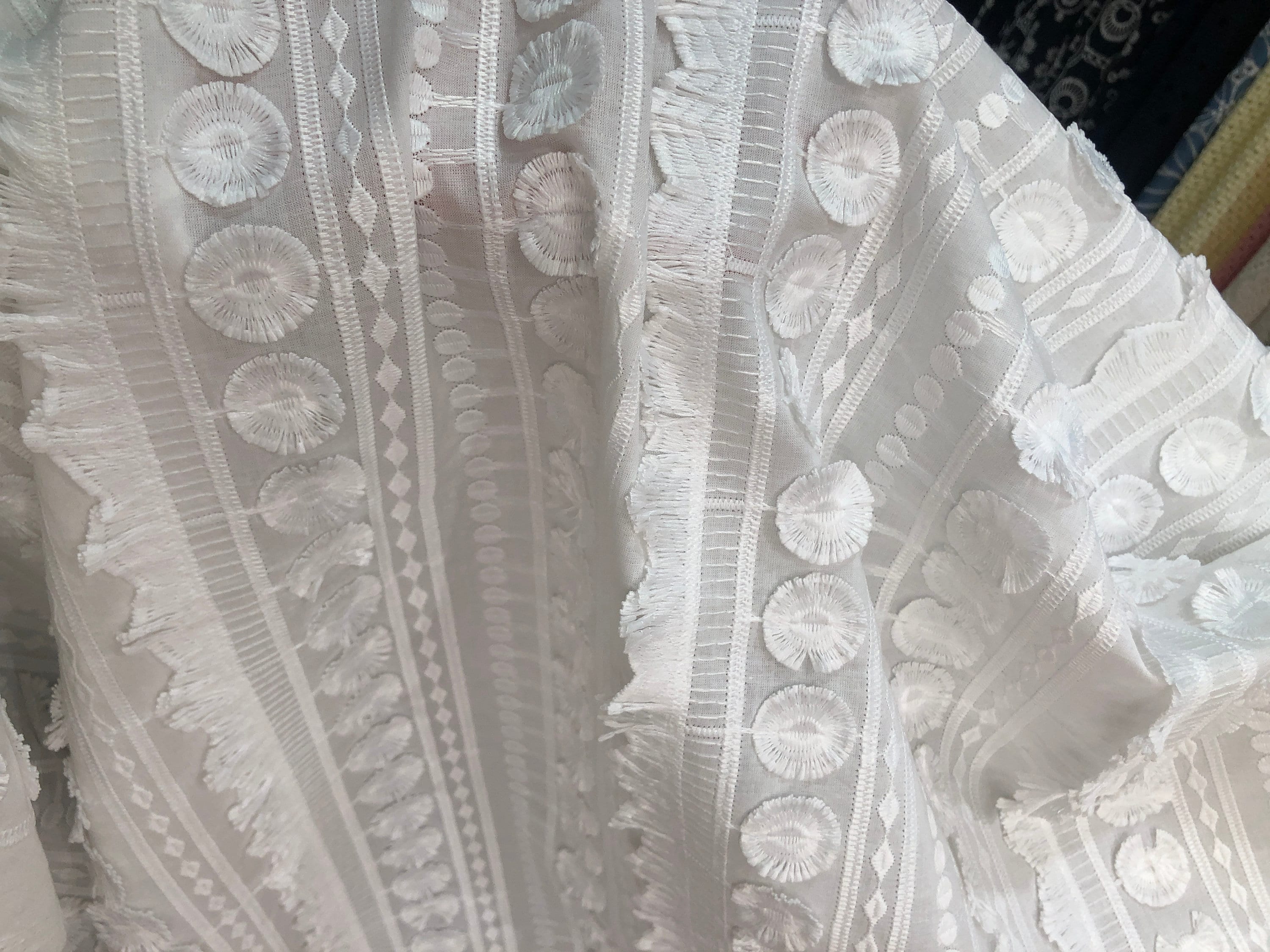 Flower Embroidery Cotton Fabric cotton Embroidered Fabric for - Etsy