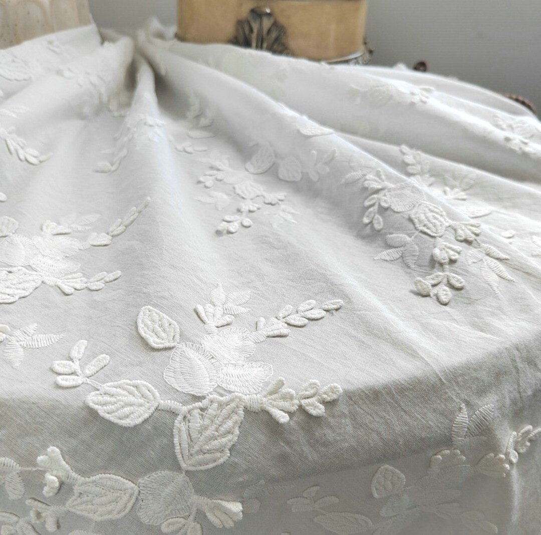 3D Flower Embroidery Cotton Fabric ,cotton Embroidered Fabric for Dress ...