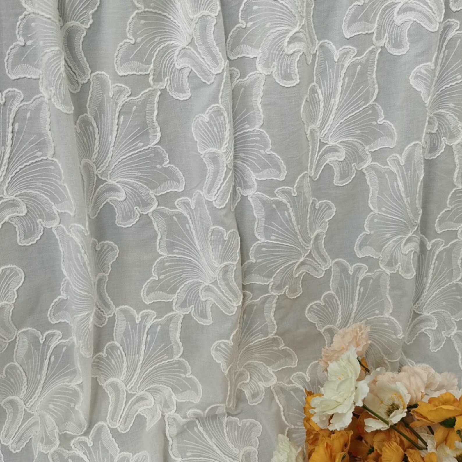 Flower Embroidery Cotton Fabric, National Style Clothing Fabric by the ...
