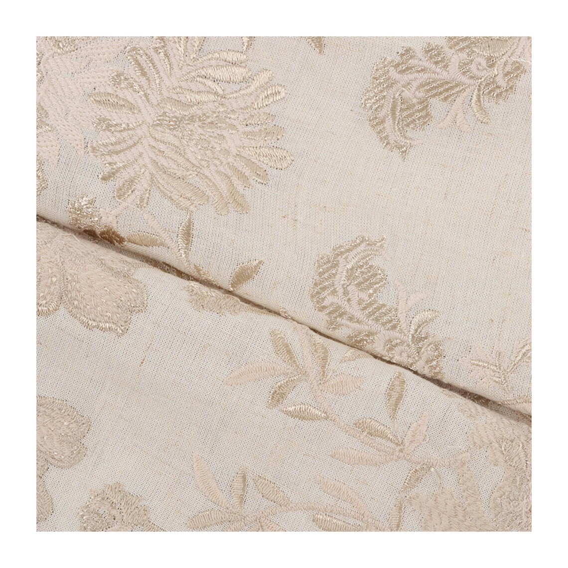 Flower Embroidery Cotton Linen Fabric ,embroidered Fabric for Dress ...