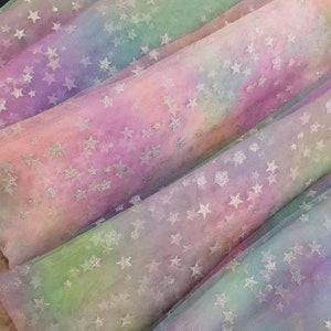 Rainbow Star Lace Fabric,star Sequins Tulle Lace Fabric by the Yard - Etsy