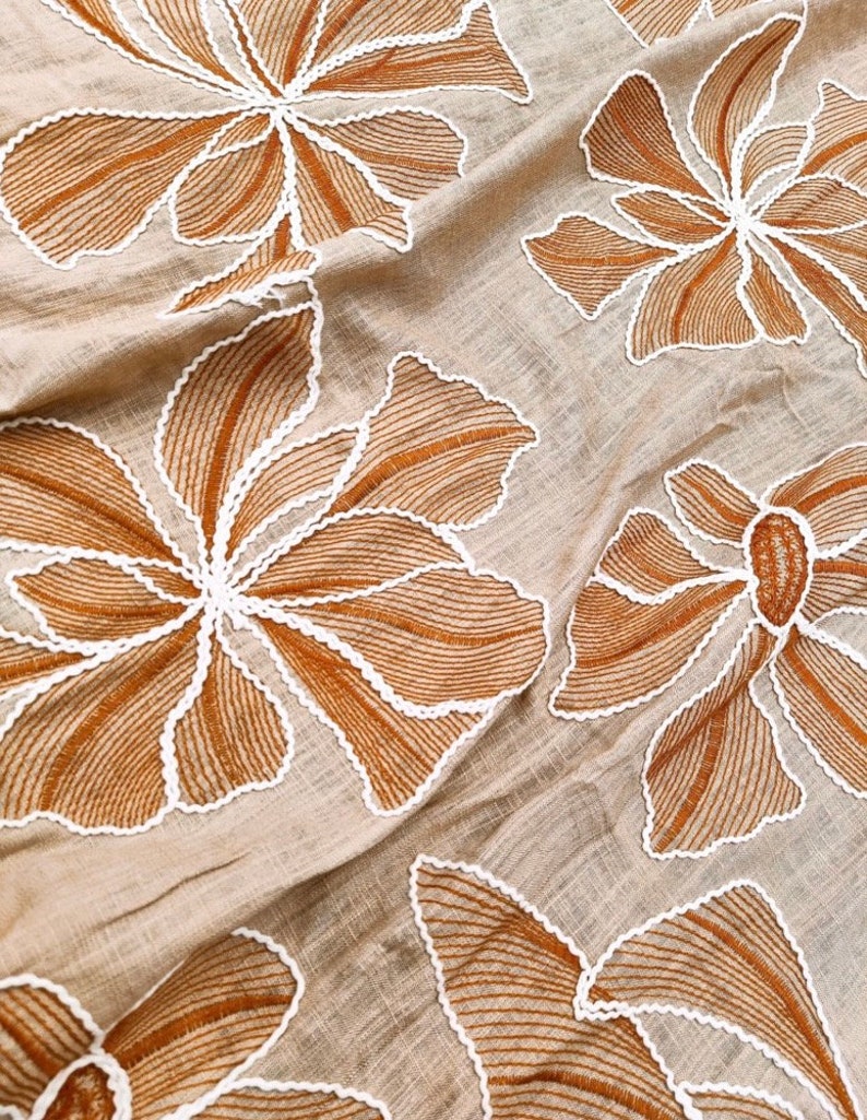 Embroidey Linen Fabric by the Yard - Etsy