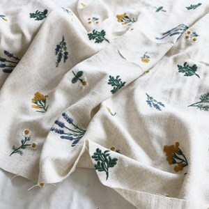 Flower Embroidery Cotton Linen Fabric ,cotton Linen Embroidered Fabric ...