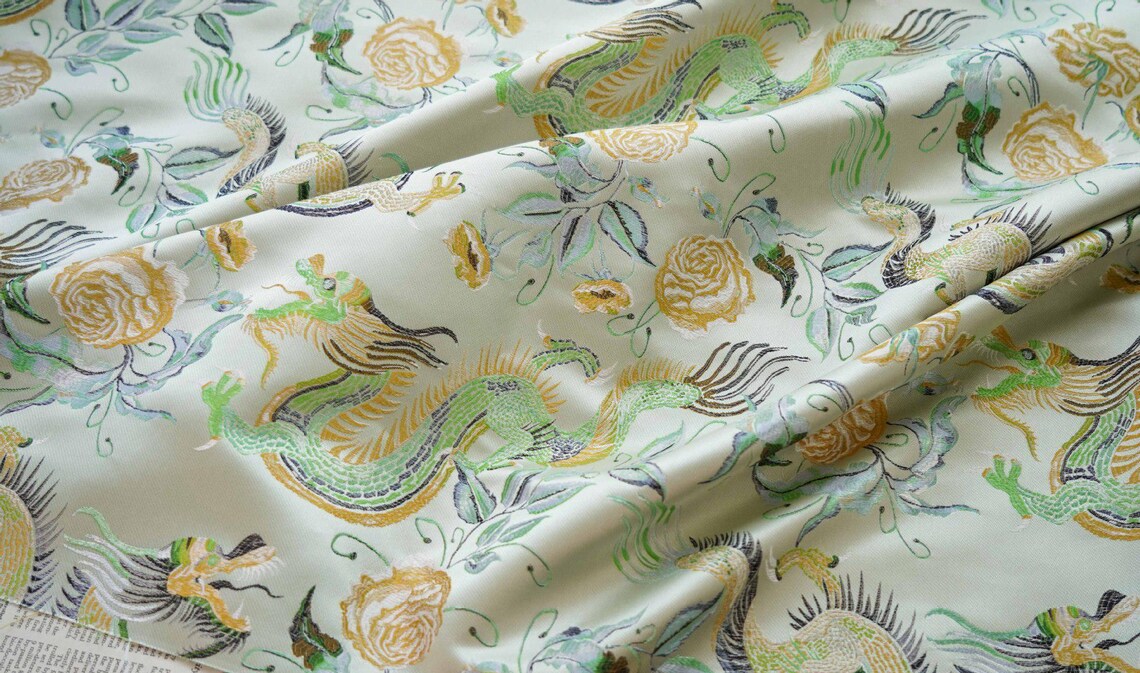 Brocade Fabric,dragon Jacquard Fabric by the Yard - Etsy