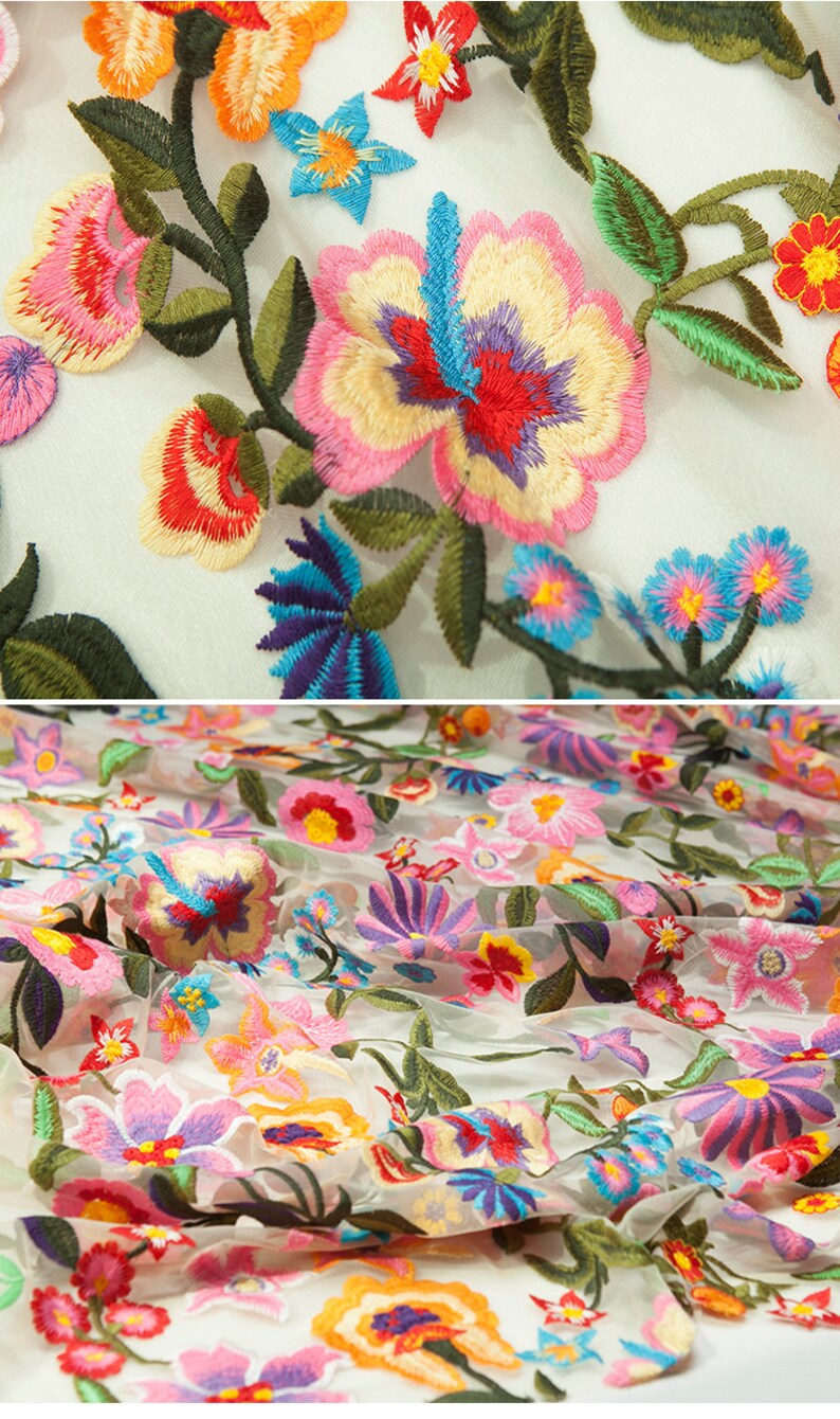 Mixed Color Embroidery Dress Lace Spanish Style Lace - Etsy