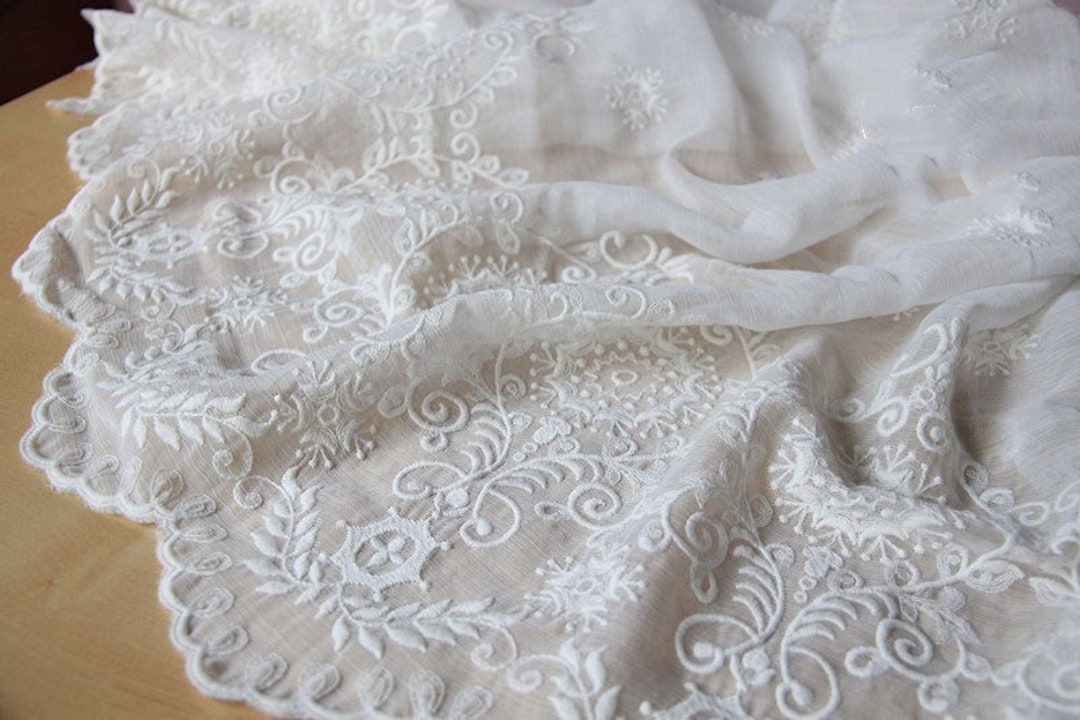 Flower Embroidery Chiffon Fabric by the Yard - Etsy