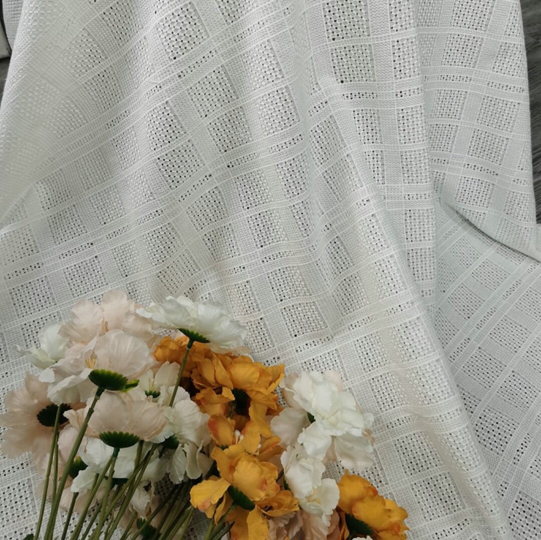 Cotton Eyelet Borders Fabric, Embroidery Cotton Fabric, Hollowed Border Lace Fabric by the Yard ...