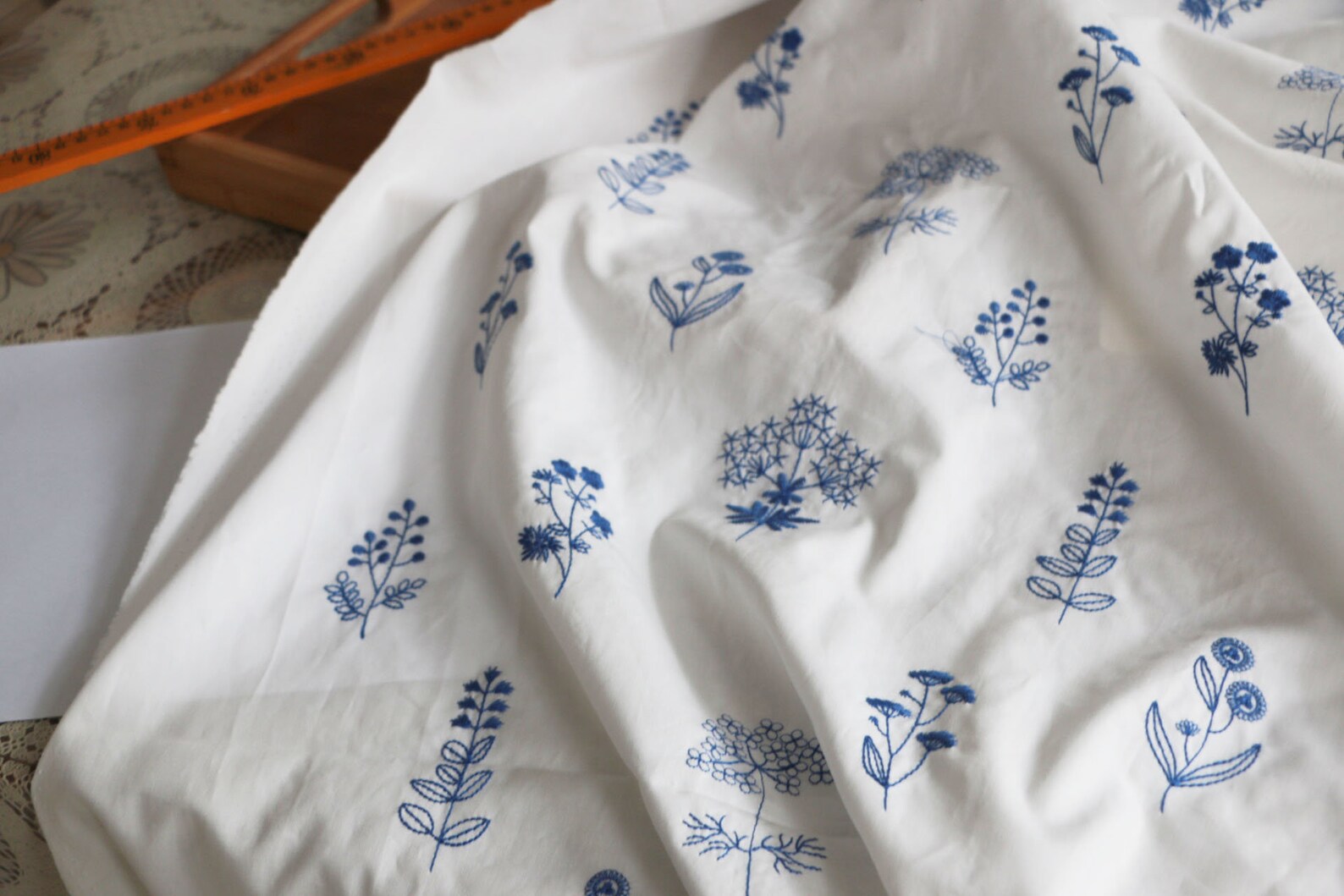 Flower Embroidery Cotton Fabric cotton Embroidered Fabric for | Etsy