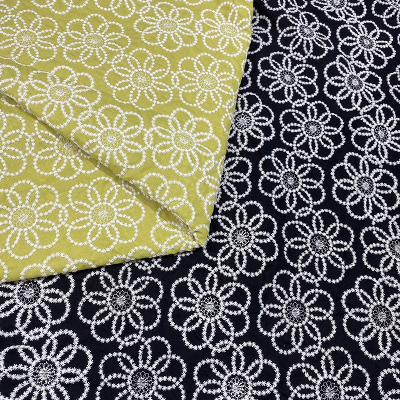 Flower Embroidery Cotton Fabric cotton Embroidered Fabric for - Etsy