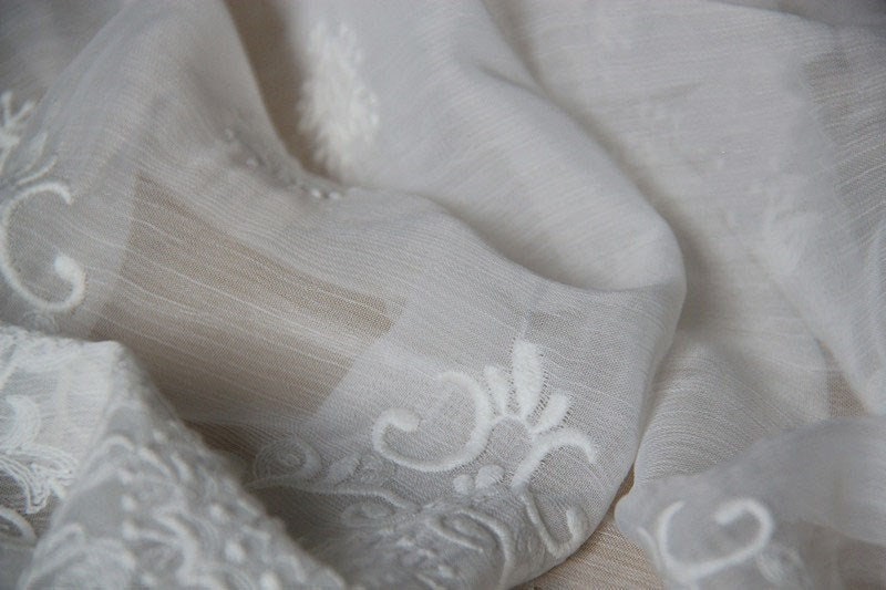 Flower Embroidery Chiffon Fabric by the Yard - Etsy