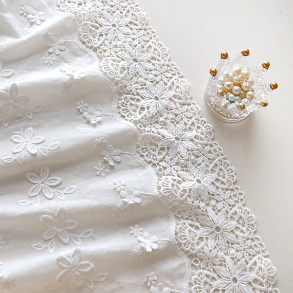 Flower Cotton Lace Fabric hollow Embroidery Cotton Fabric by the Yard Etsy