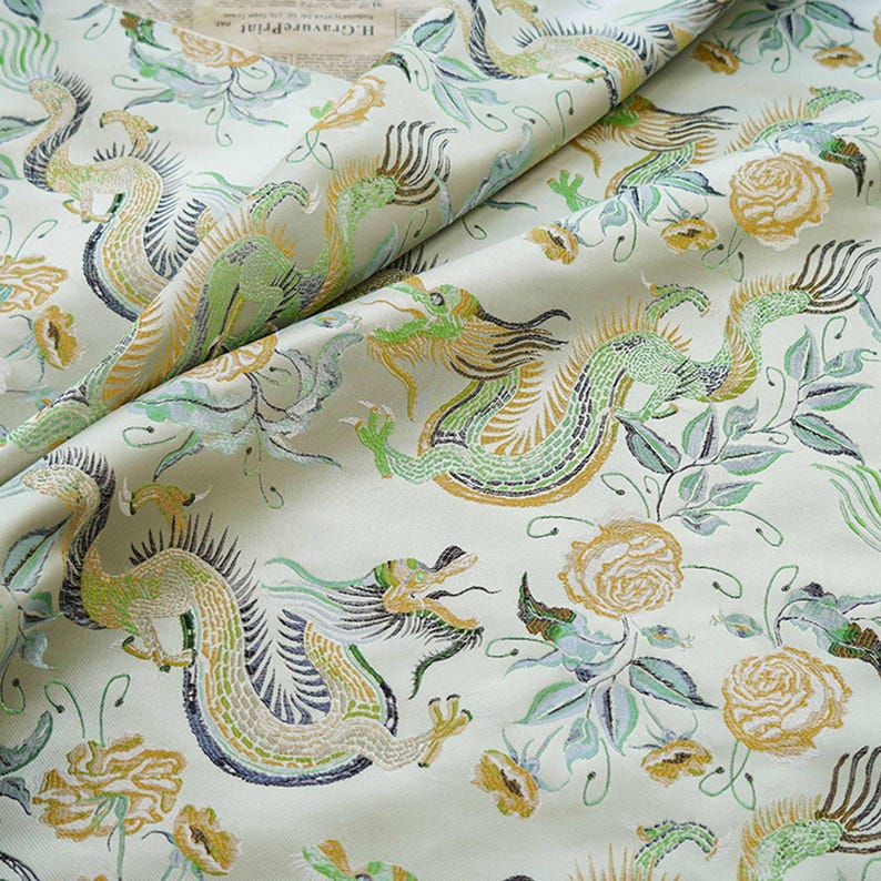 Brocade Fabric,dragon Jacquard Fabric by the Yard - Etsy