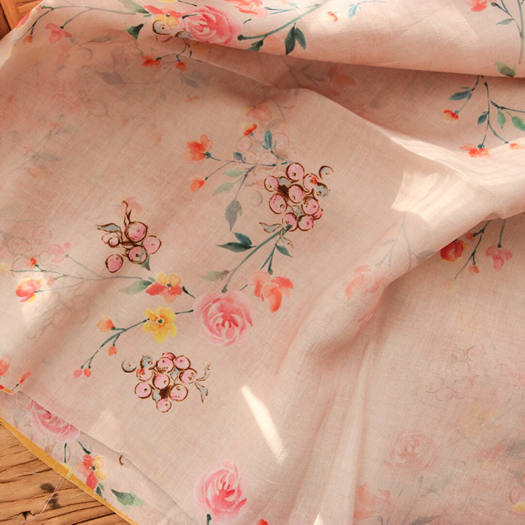 Printed Ramie Fabric by the Yard - Etsy