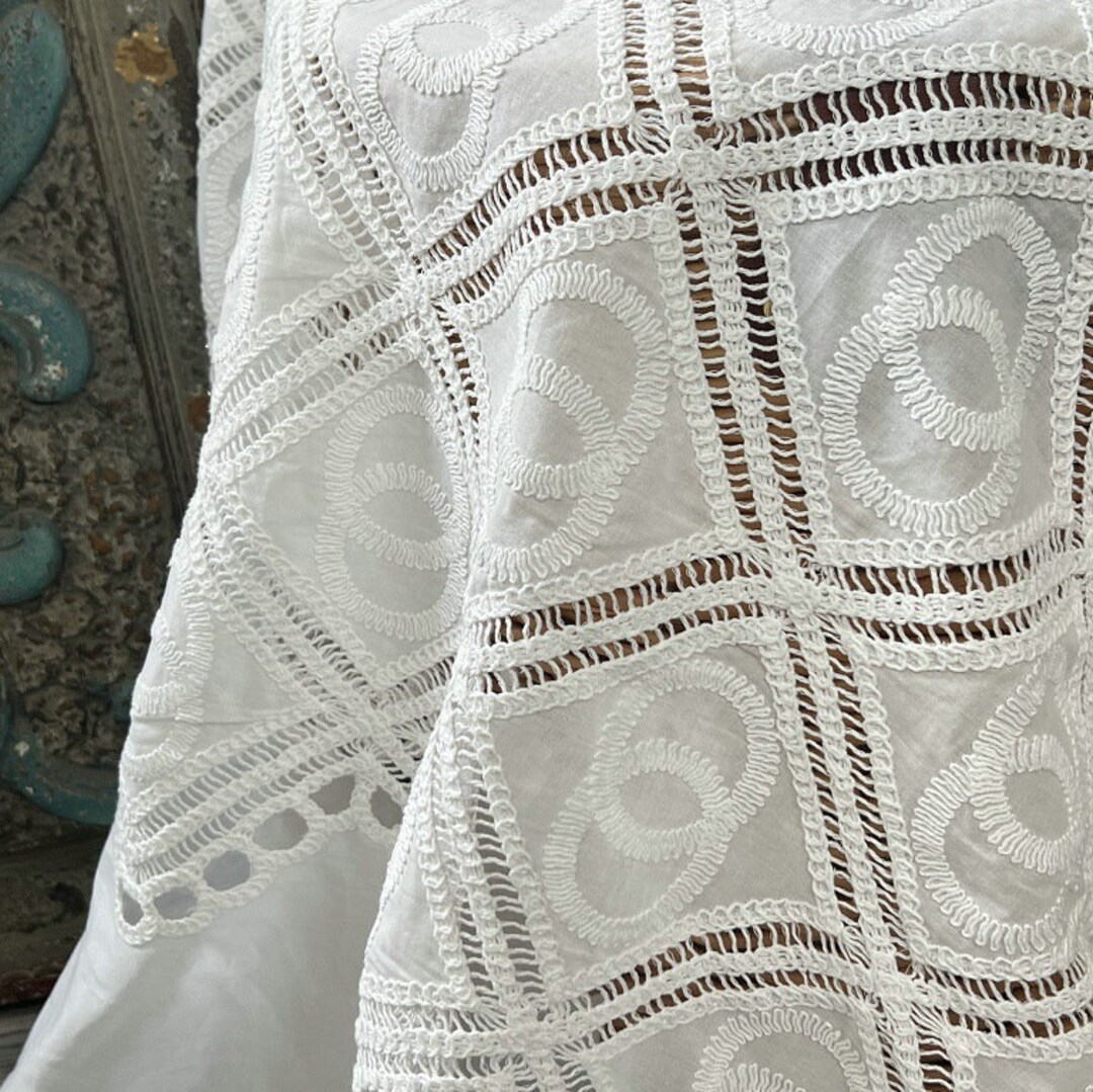 Cotton Eyelet Borders Fabric, Embroidery Cotton Fabric, Hollowed Border Lace Fabric by the Yard ...
