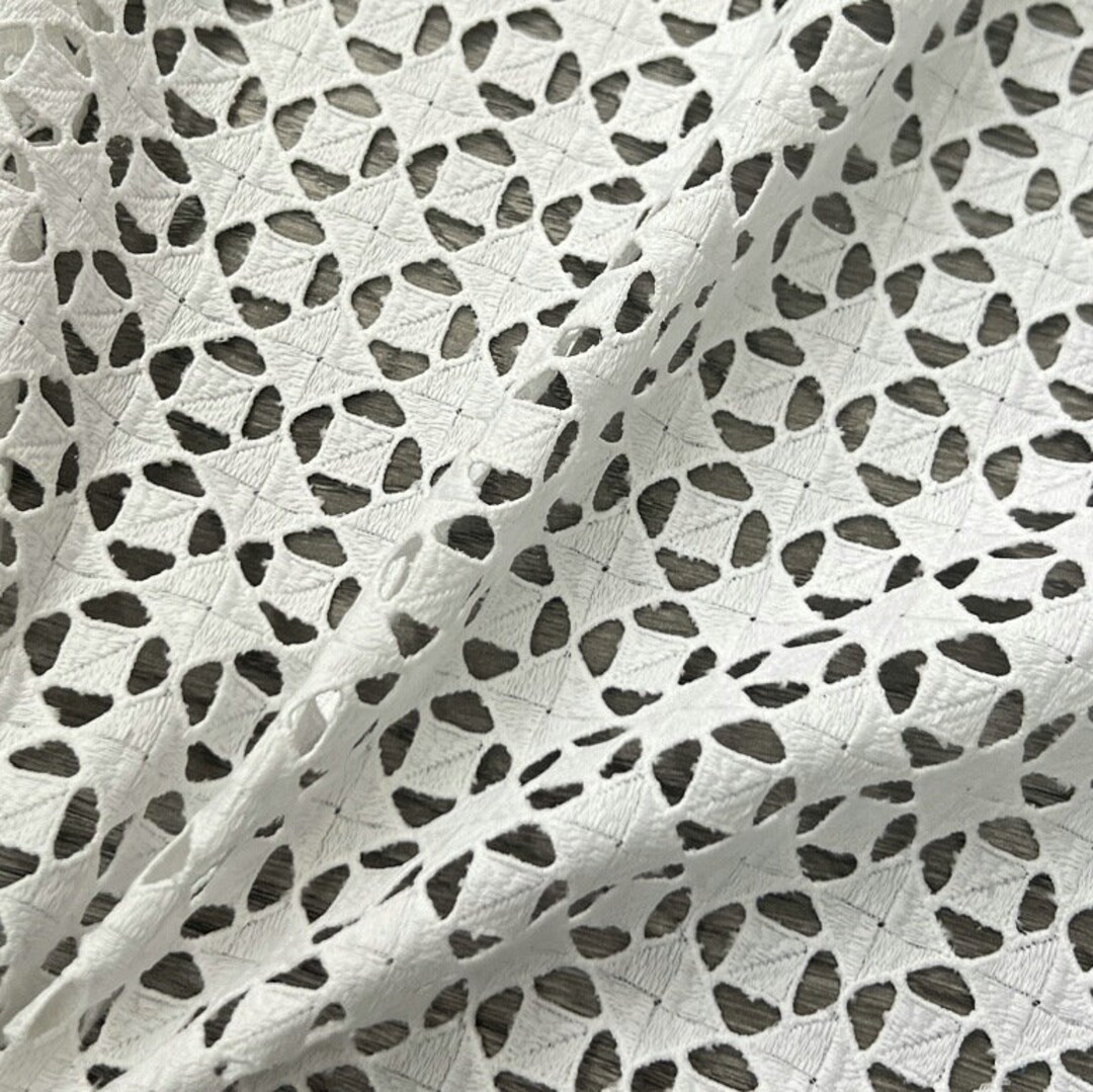 Cotton Eyelet Borders Fabric, Embroidery Cotton Fabric, Hollowed Border Lace Fabric by the Yard ...