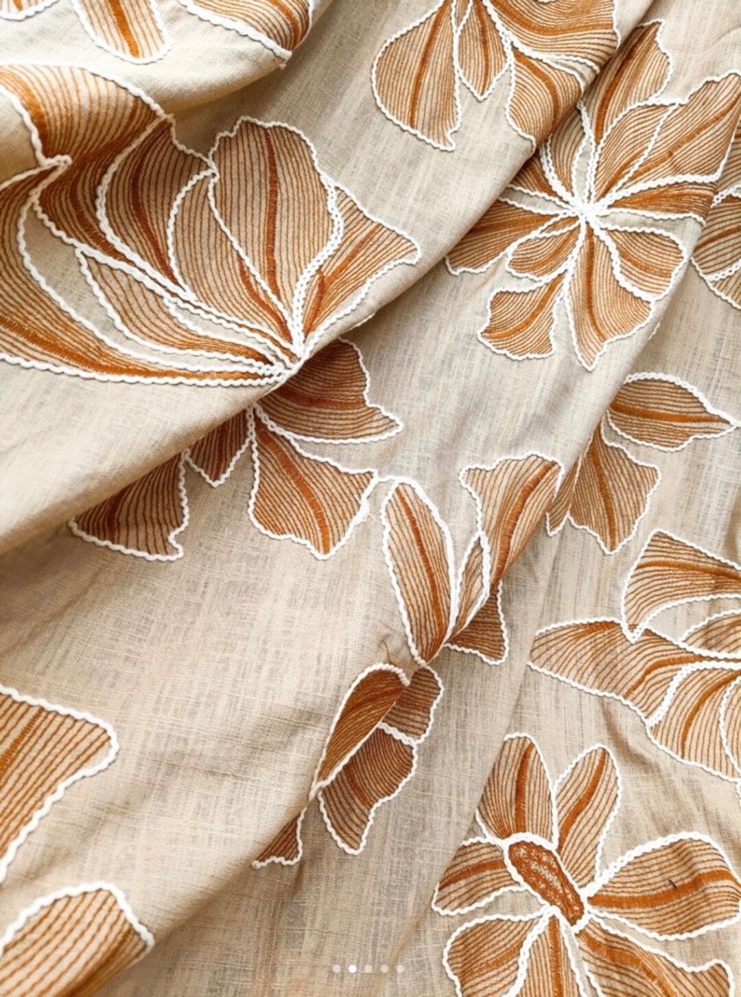 Embroidey Linen Fabric by the Yard - Etsy