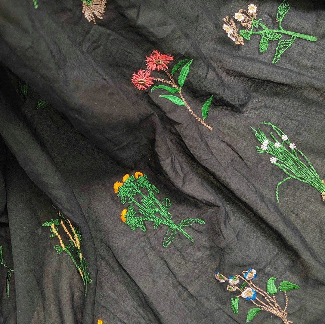 3D Flower Embroidery Cotton Fabric ,cotton Embroidered Fabric for Dress ...