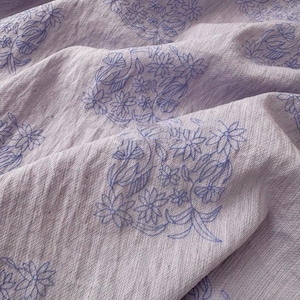 Flower Embroidery Cotton Linen Fabric ,embroidered Fabric for Dress ...