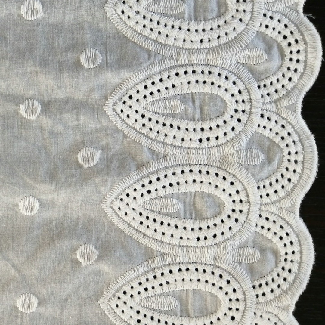 Cotton Eyelet Borders Fabric, Embroidery Cotton Fabric, Hollowed Border Lace Fabric by the Yard ...